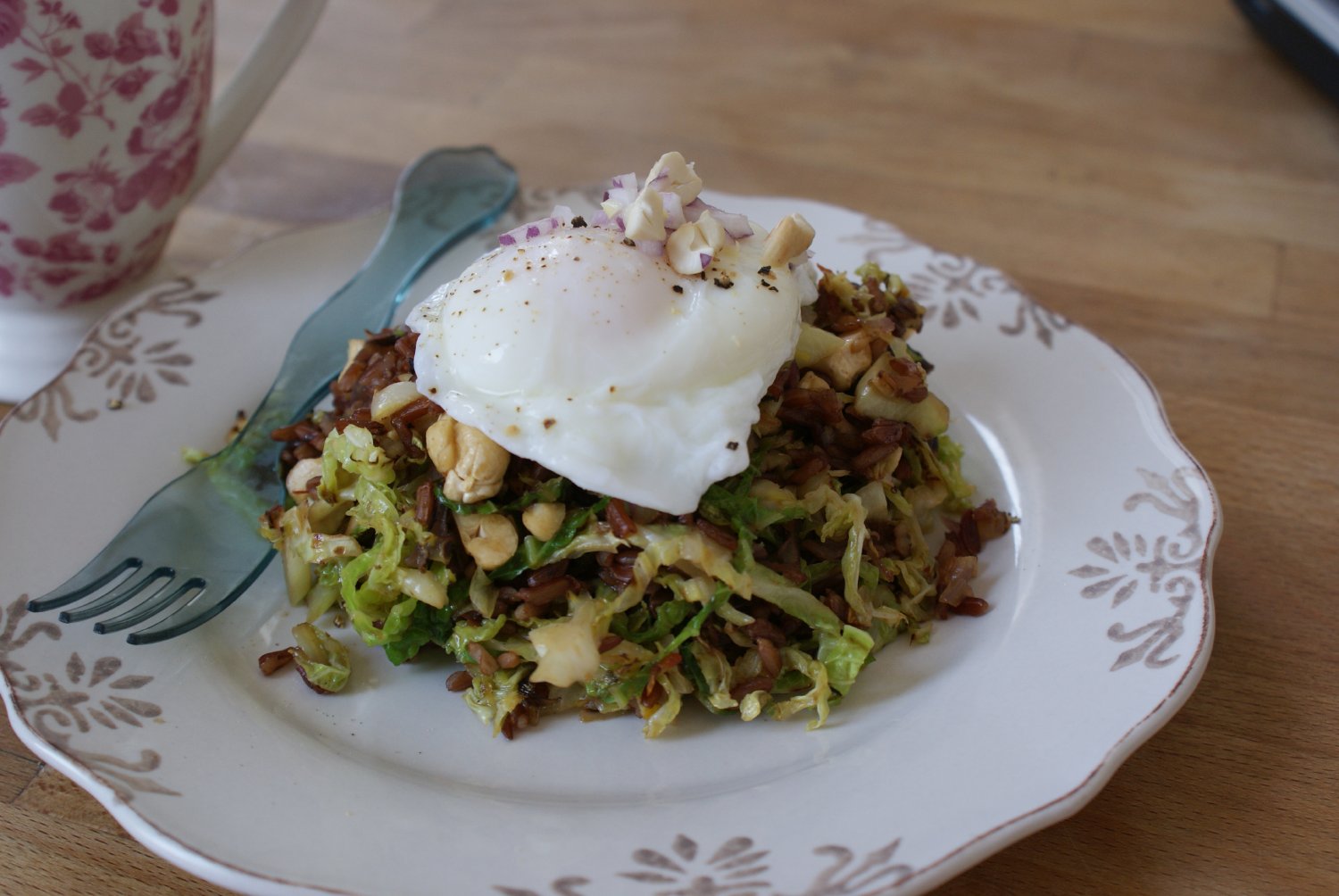 Red Rice Stir Fry with Poached Eggs « What Rachel Ate